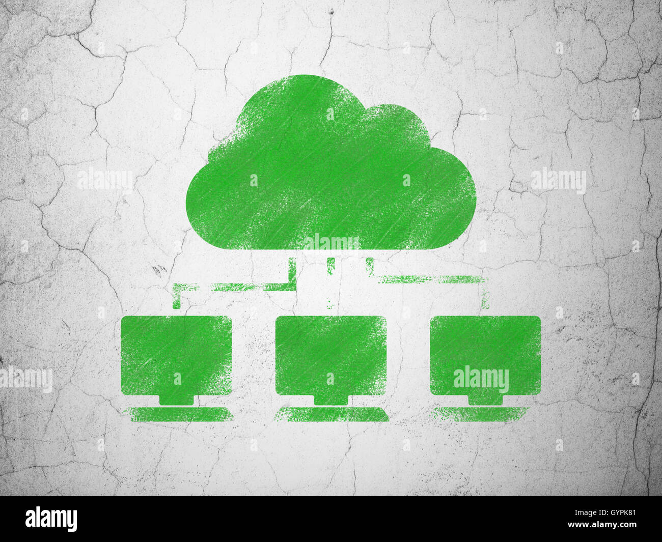 Cloud computing concept: Cloud Network on wall background Stock Photo ...