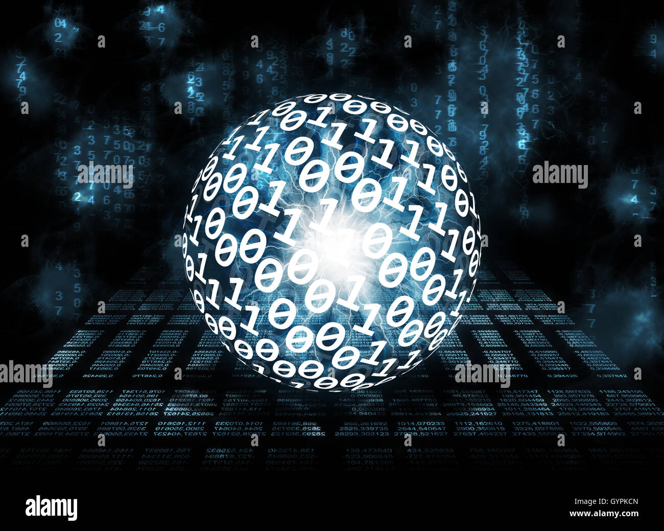 Glowing digital code on a dark background Stock Photo - Alamy
