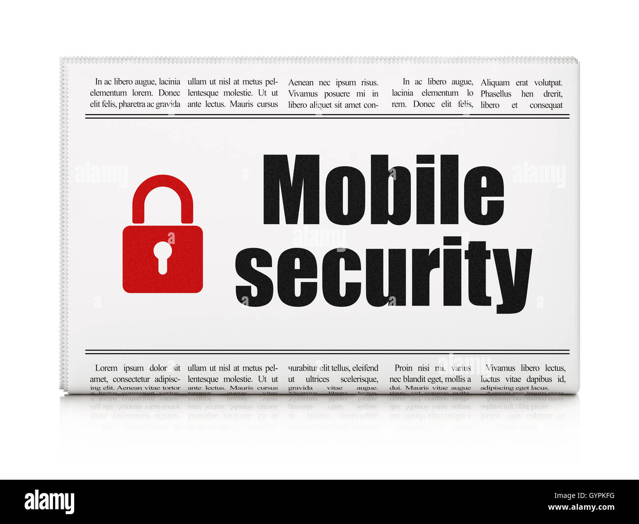 Safety news concept: newspaper with Mobile Security and Closed Padlock ...