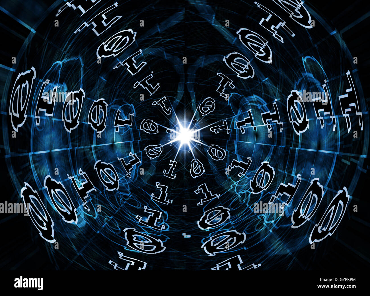 Glowing digital code on a dark background Stock Photo - Alamy