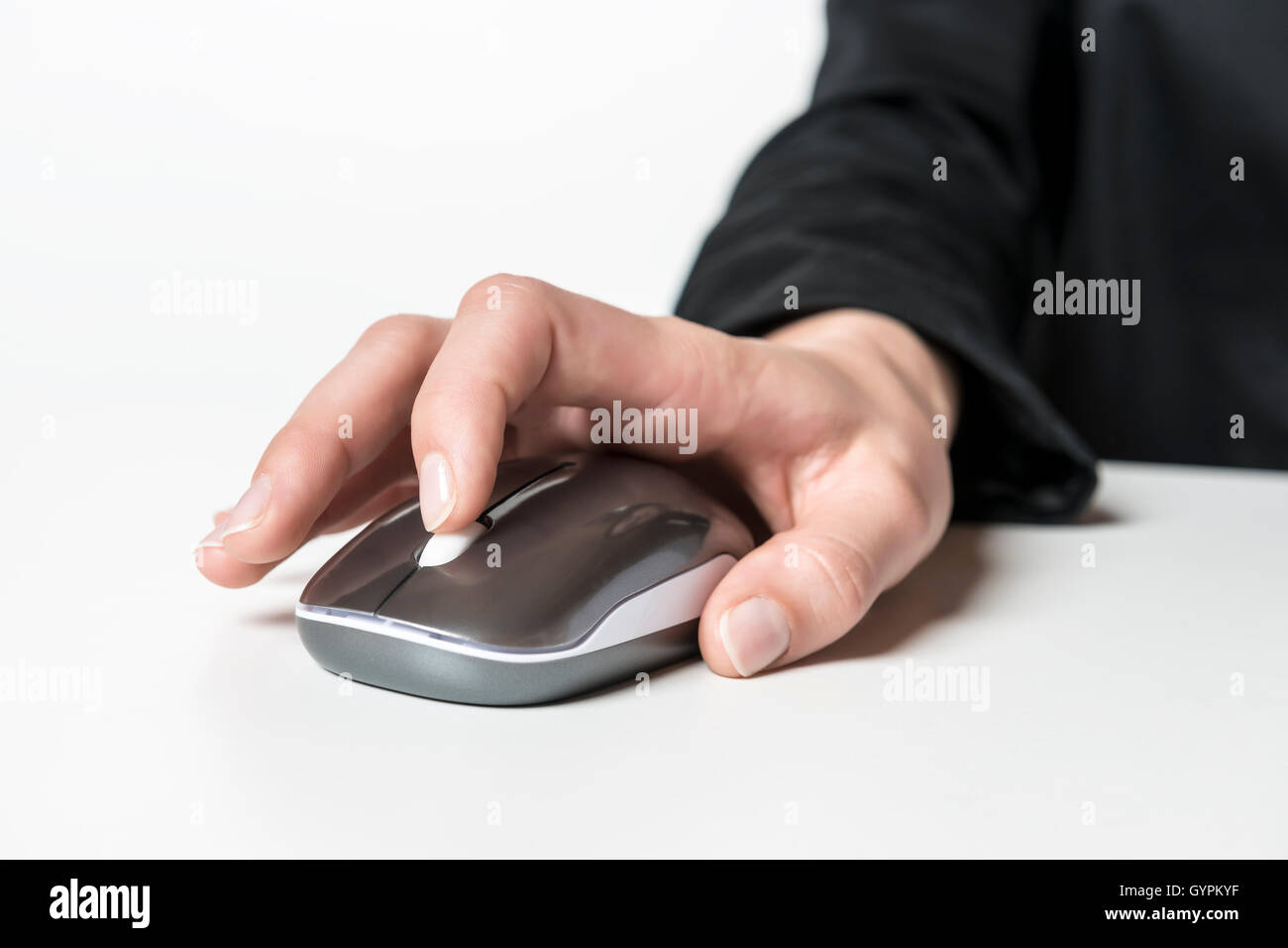 Female hand with computer mouse Stock Photo - Alamy