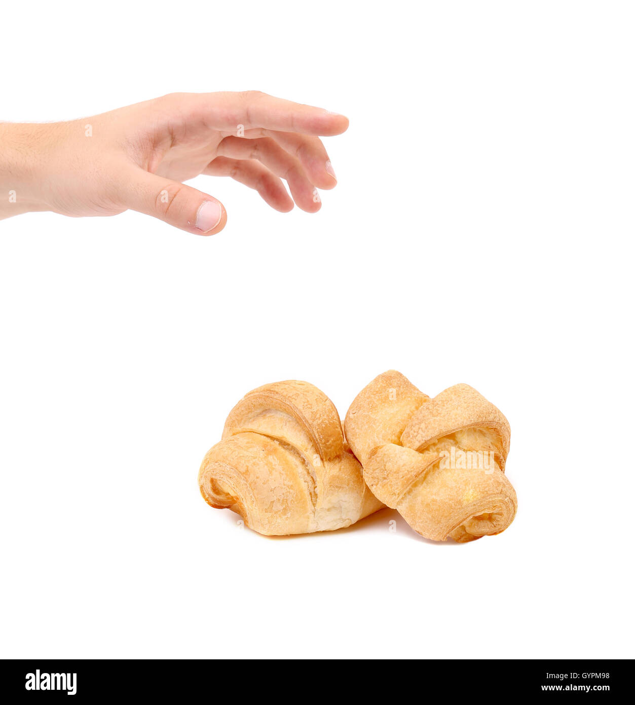 Croissant or crescent roll with hand Stock Photo - Alamy
