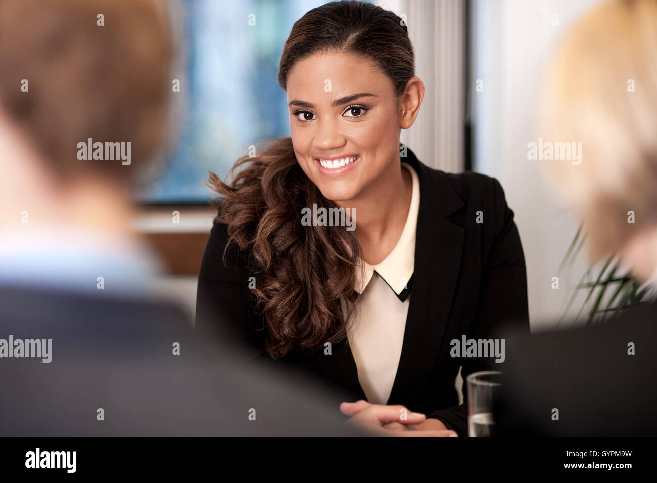 Employees in a meeting with their manager Stock Photo - Alamy