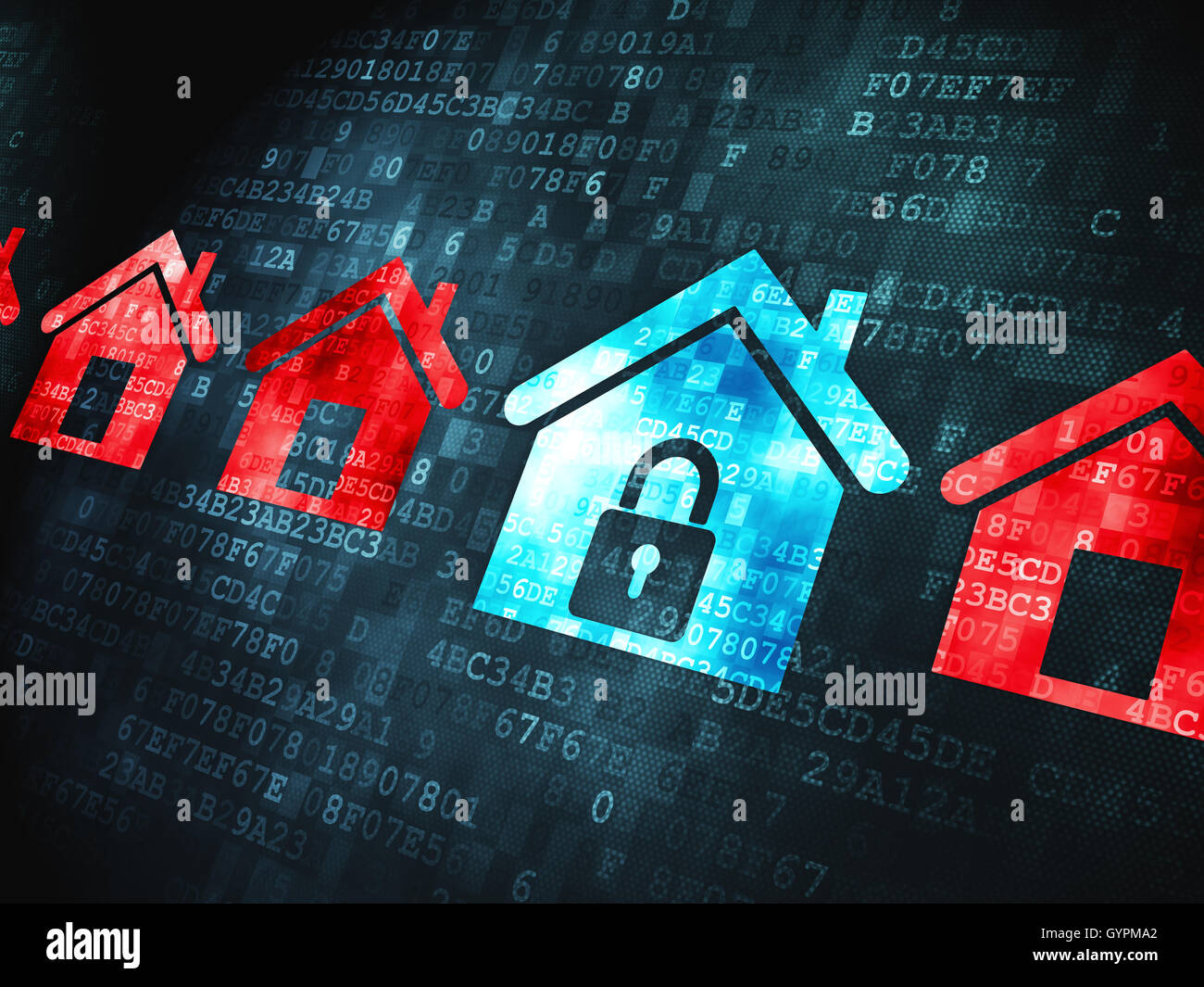 Privacy concept: Home on digital background Stock Photo - Alamy