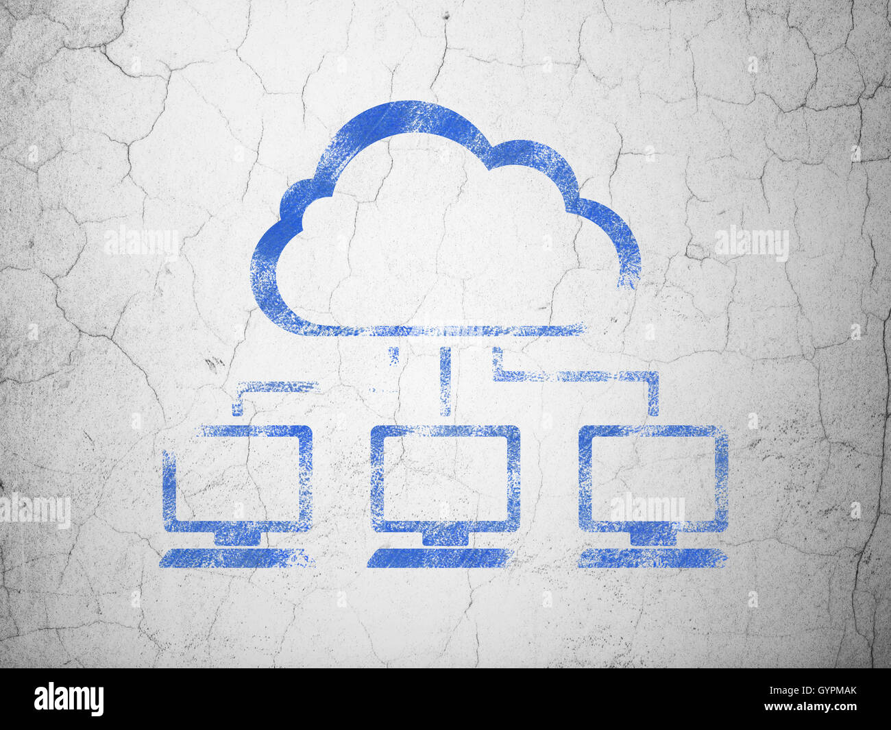 Cloud computing concept: Cloud Network on wall background Stock Photo ...