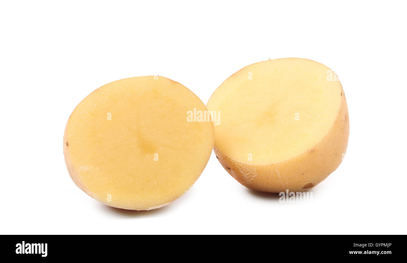 Two halves of fresh potato Stock Photo - Alamy