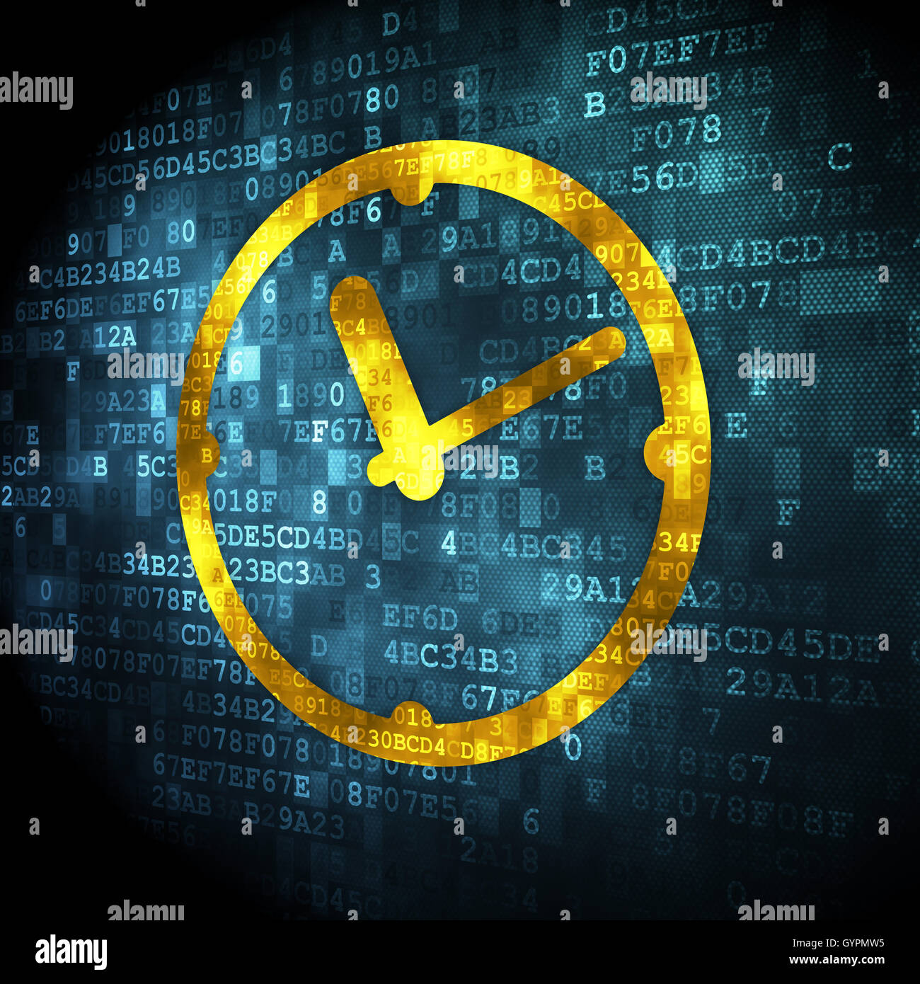 Timeline concept: Clock on digital background Stock Photo - Alamy