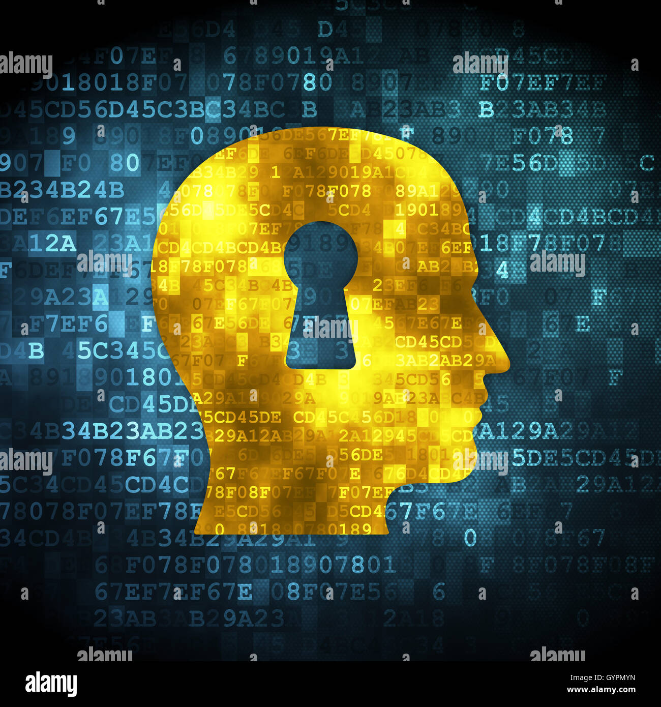 Education concept: Head With Keyhole on digital background Stock Photo ...