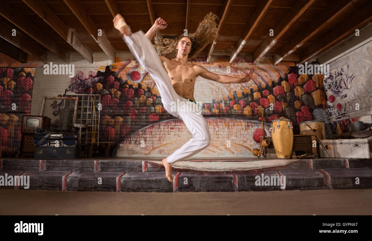 Capoeira Flying Kick Stock Photo - Alamy