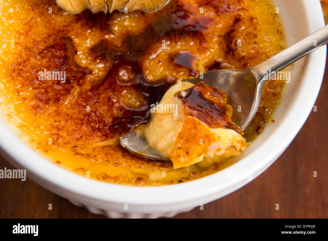 French dessert - cream brulee, burnt cream Stock Photo - Alamy