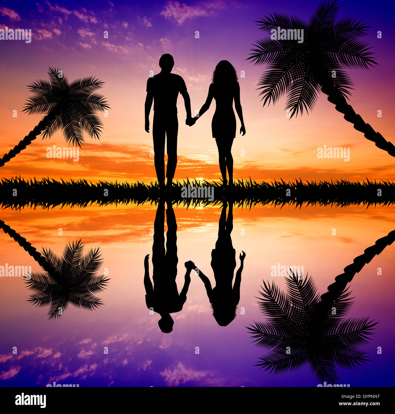 Lovers at sunset Stock Photo - Alamy