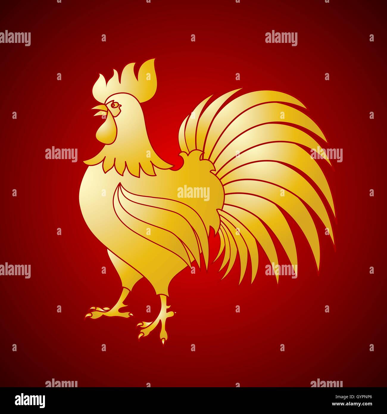 Vector illustration of rooster, symbol on the Chinese calendar Stock ...
