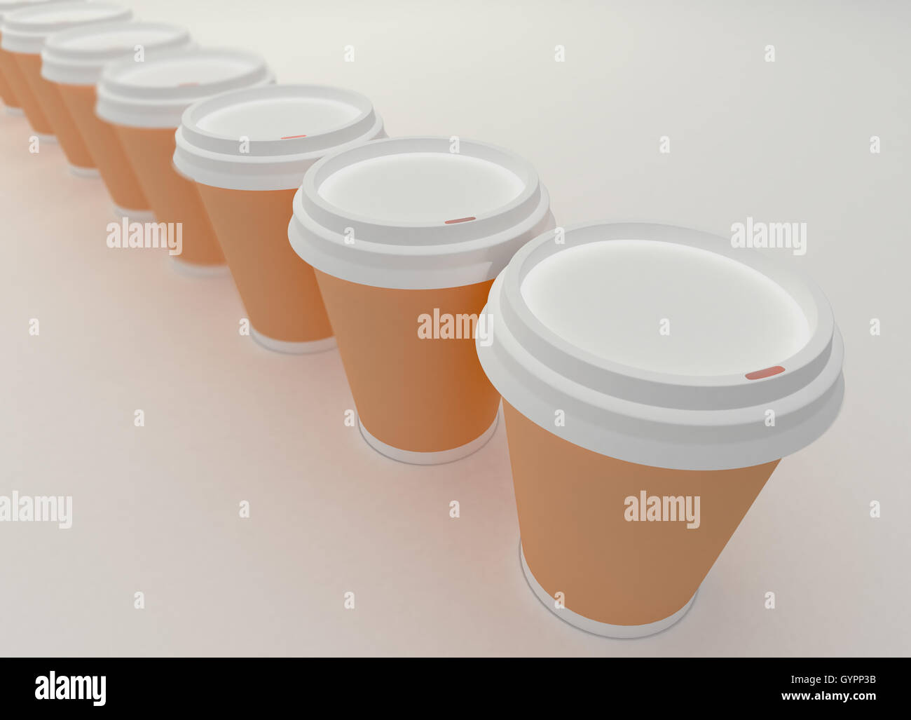 A row of paper coffee cups Stock Photo - Alamy