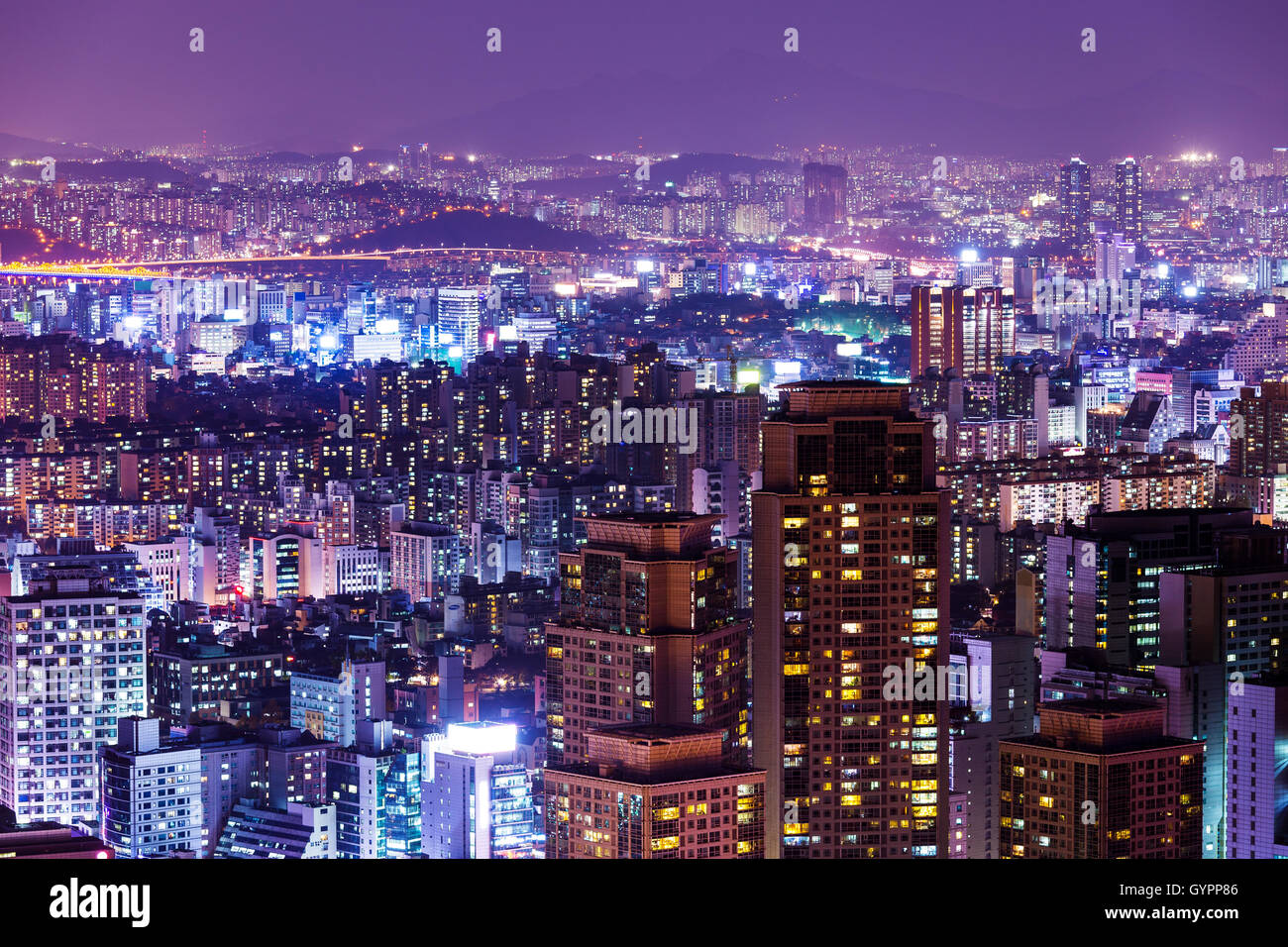 Seoul city skyline at night Stock Photo - Alamy