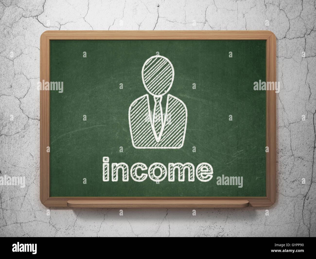 Finance concept: Business Man and Income on chalkboard background Stock ...