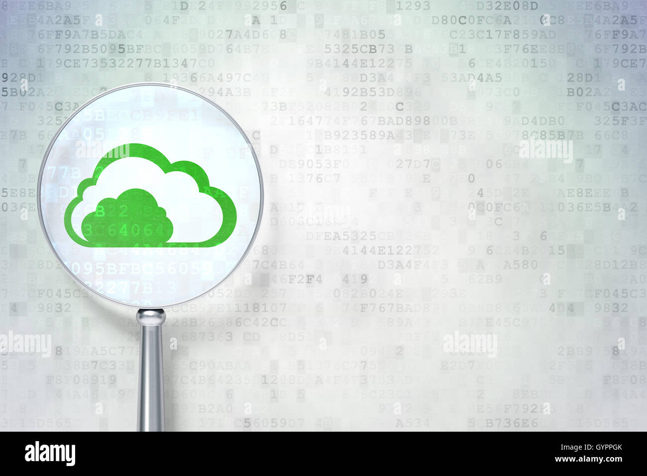 Cloud technology concept: Cloud with optical glass on digital ...