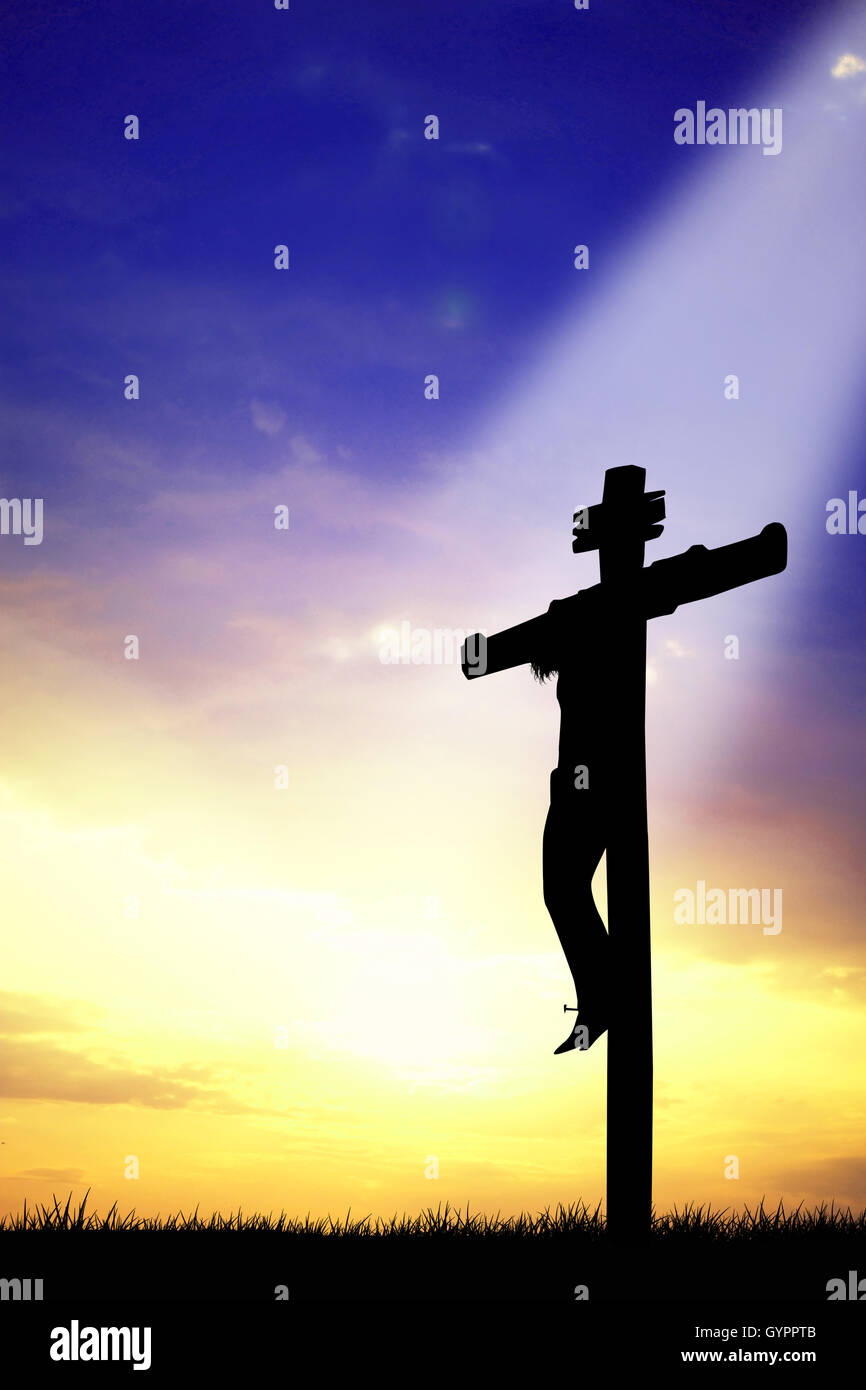 Silhouette jesus carrying cross hi-res stock photography and images - Alamy
