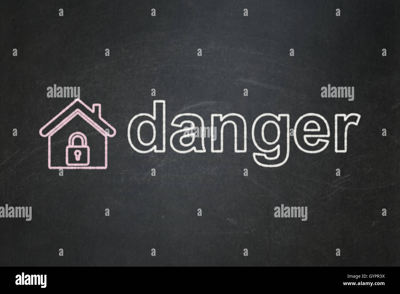 Protection concept: Home and Danger on chalkboard background Stock ...