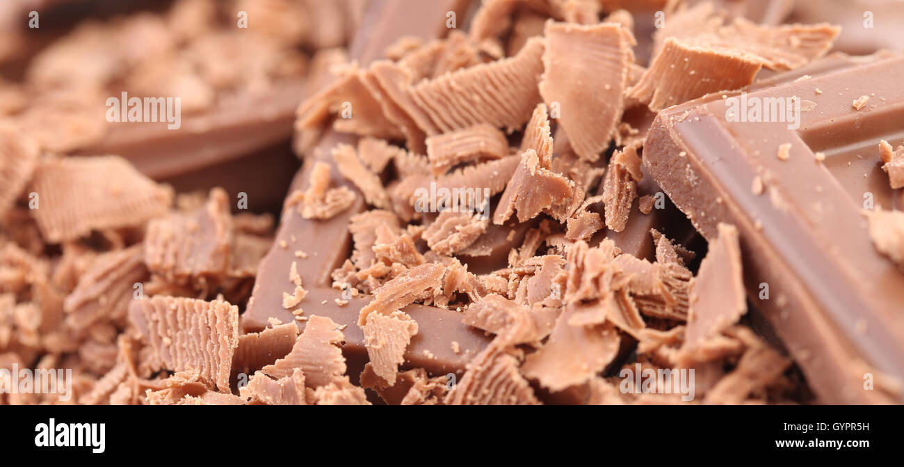 Chocolate shavings close up Stock Photo - Alamy