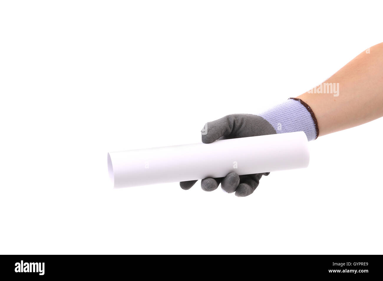 Hand holding rolled paper Stock Photo - Alamy