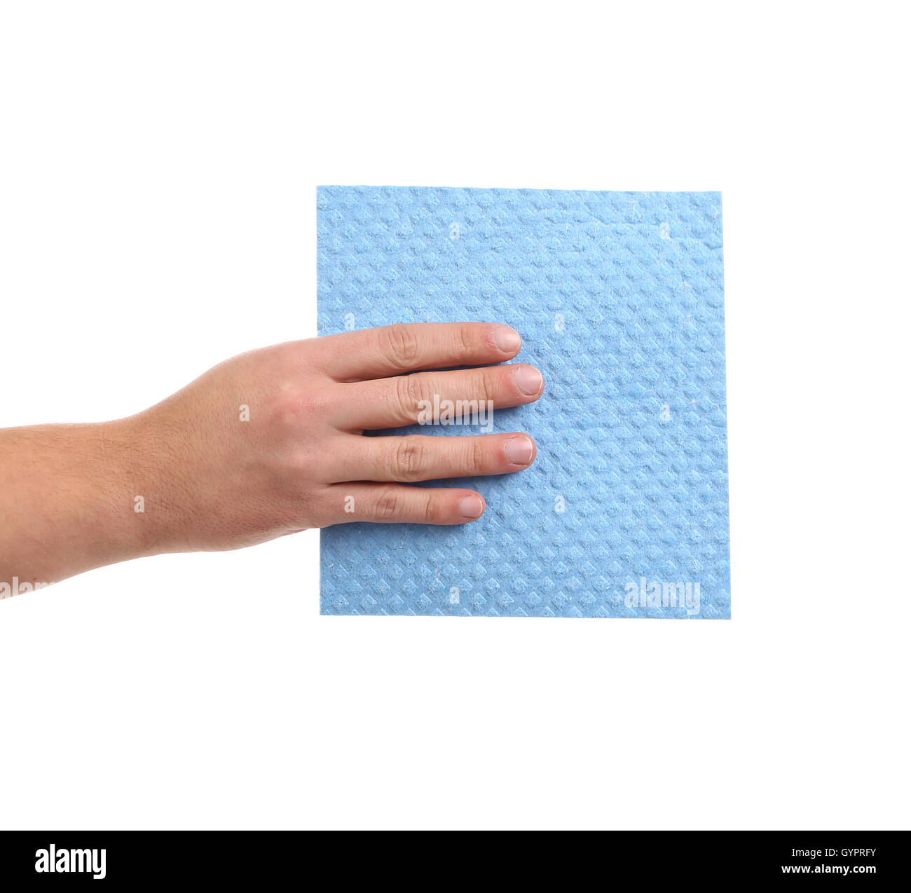 Hand holds blue cleaning sponge Stock Photo - Alamy