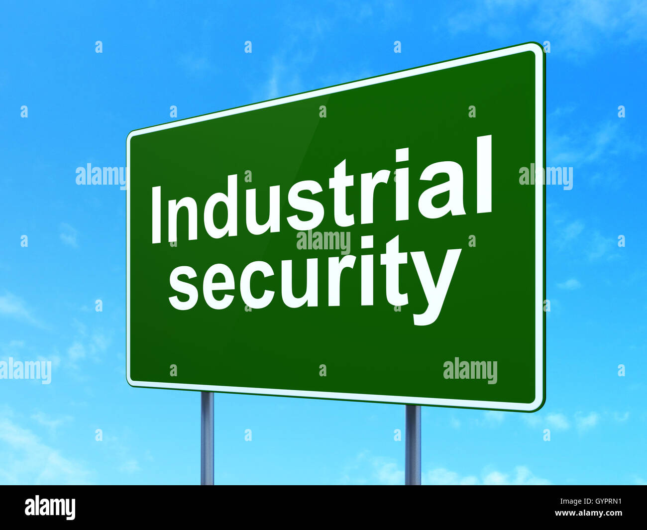 Protection concept: Industrial Security on road sign background Stock ...
