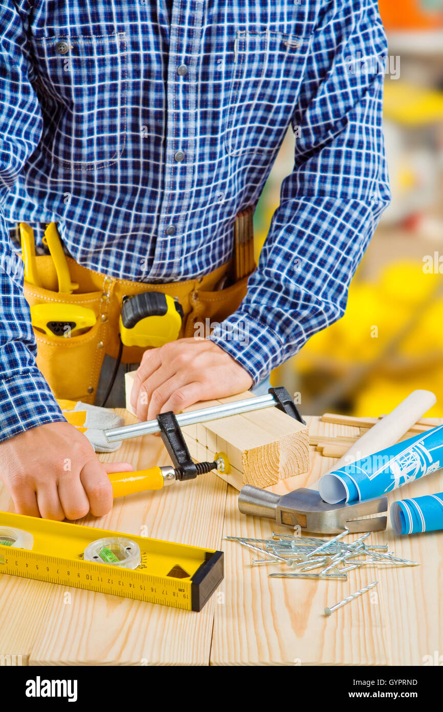 fixing of wooden planks Stock Photo - Alamy