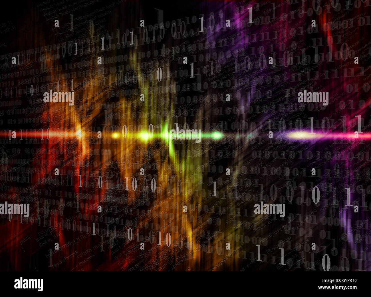 Glowing digital code on a dark background Stock Photo - Alamy