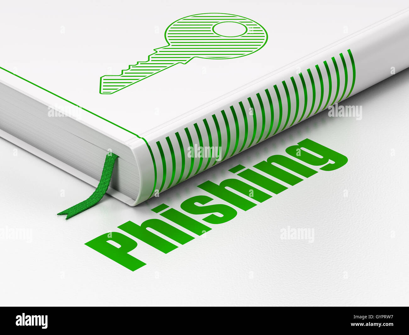Protection concept: book with Key, Phishing on white background Stock ...
