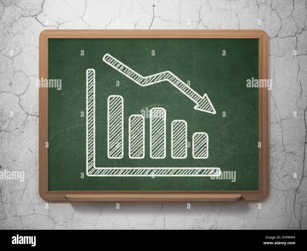 Finance concept: Decline Graph on chalkboard background Stock Photo - Alamy