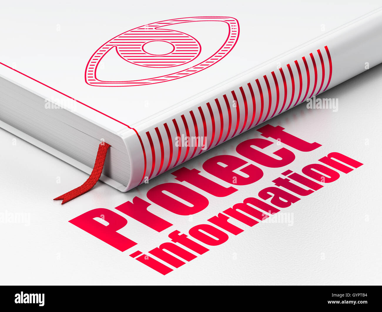 Privacy concept: book Eye, Protect Information on white background ...