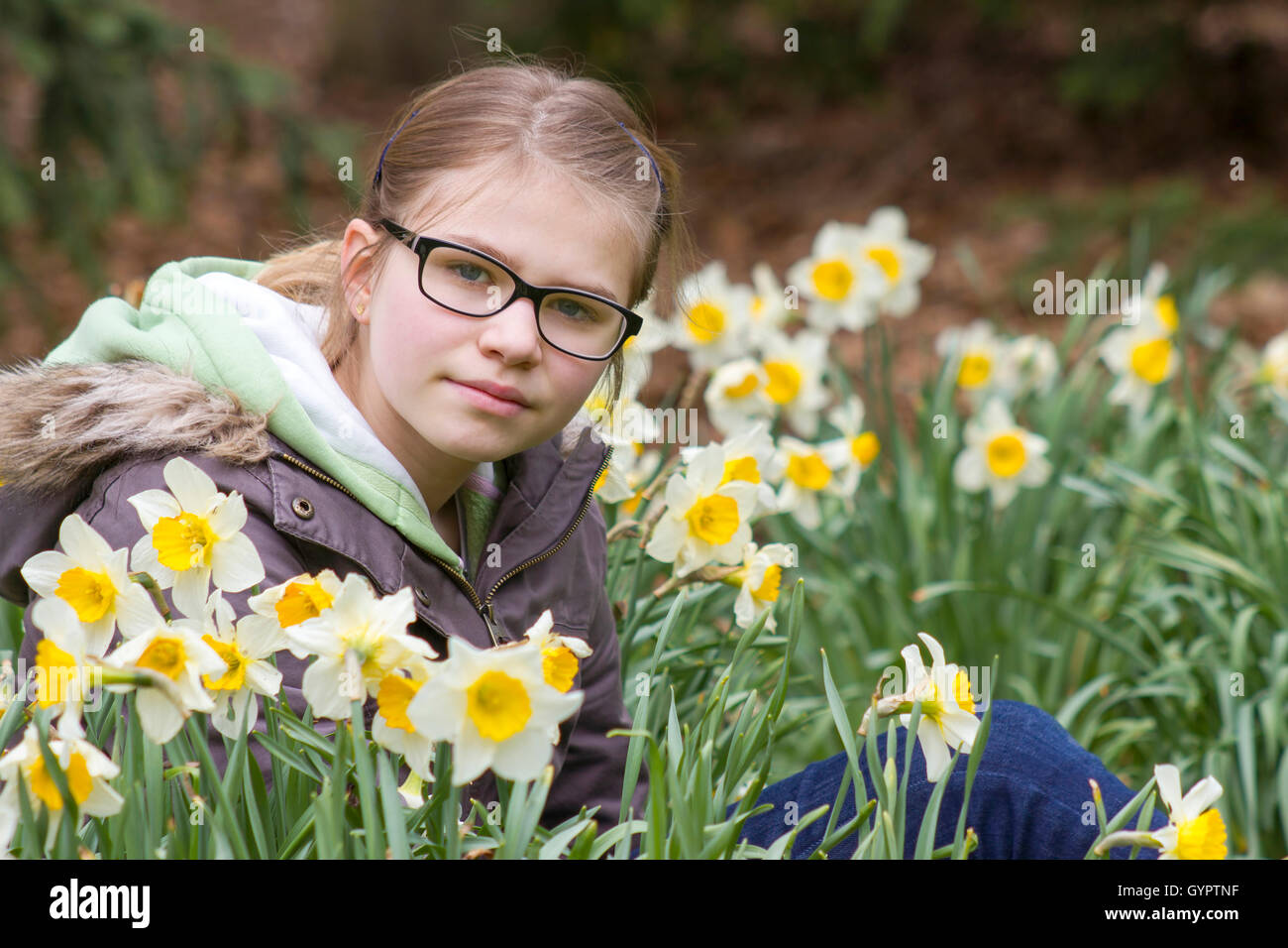 young girl in spring park - portrait Stock Photo - Alamy