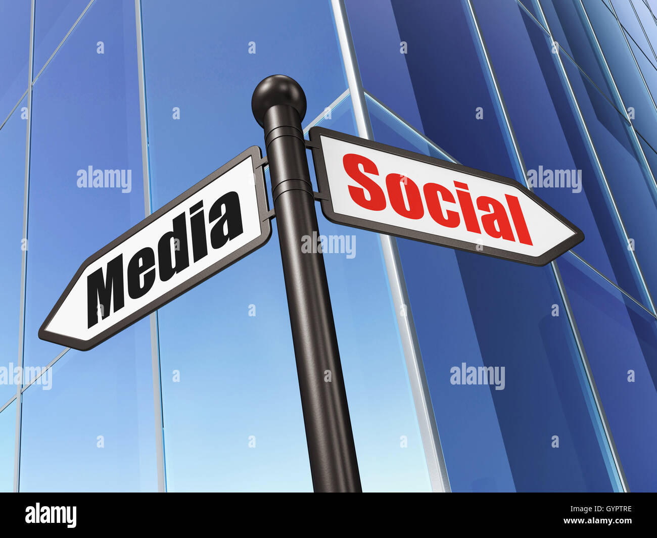 Social media concept: sign Social Media on Building background Stock ...