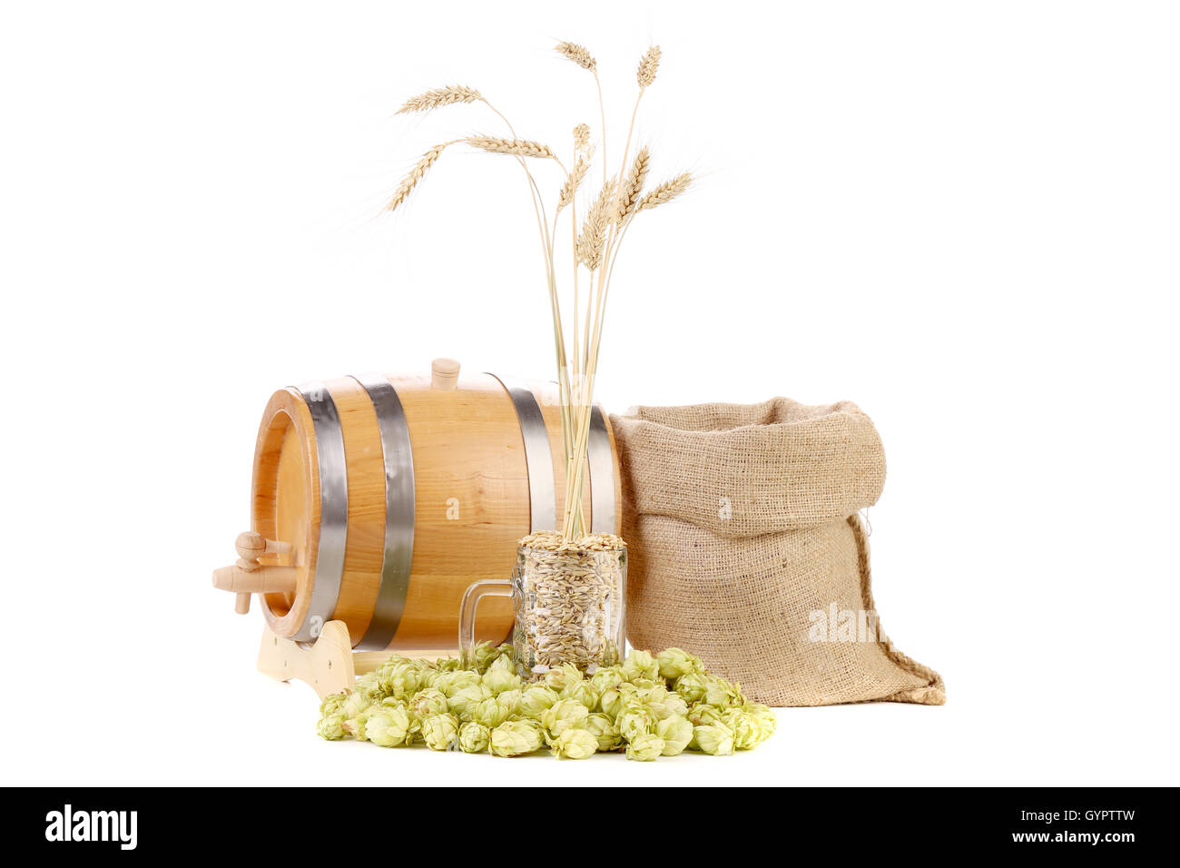 Composition of hop and barley Stock Photo - Alamy