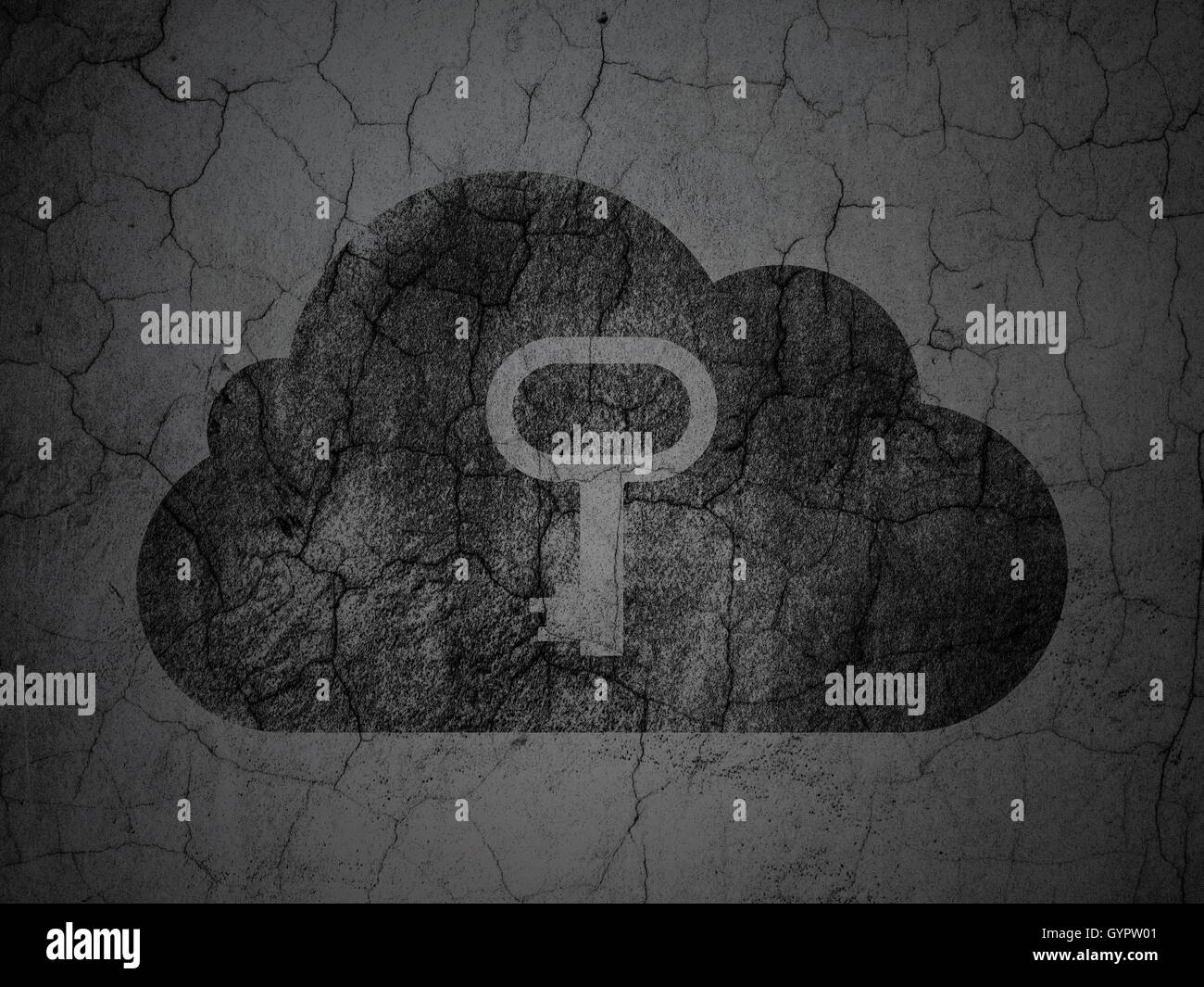 Cloud computing concept: Cloud With Key on grunge wall background Stock ...