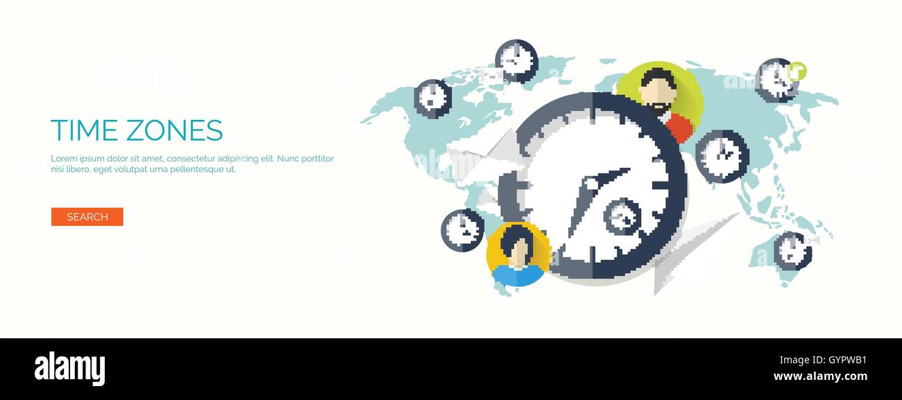 Vector illustration. Clock flat icon. World time concept. Business ...