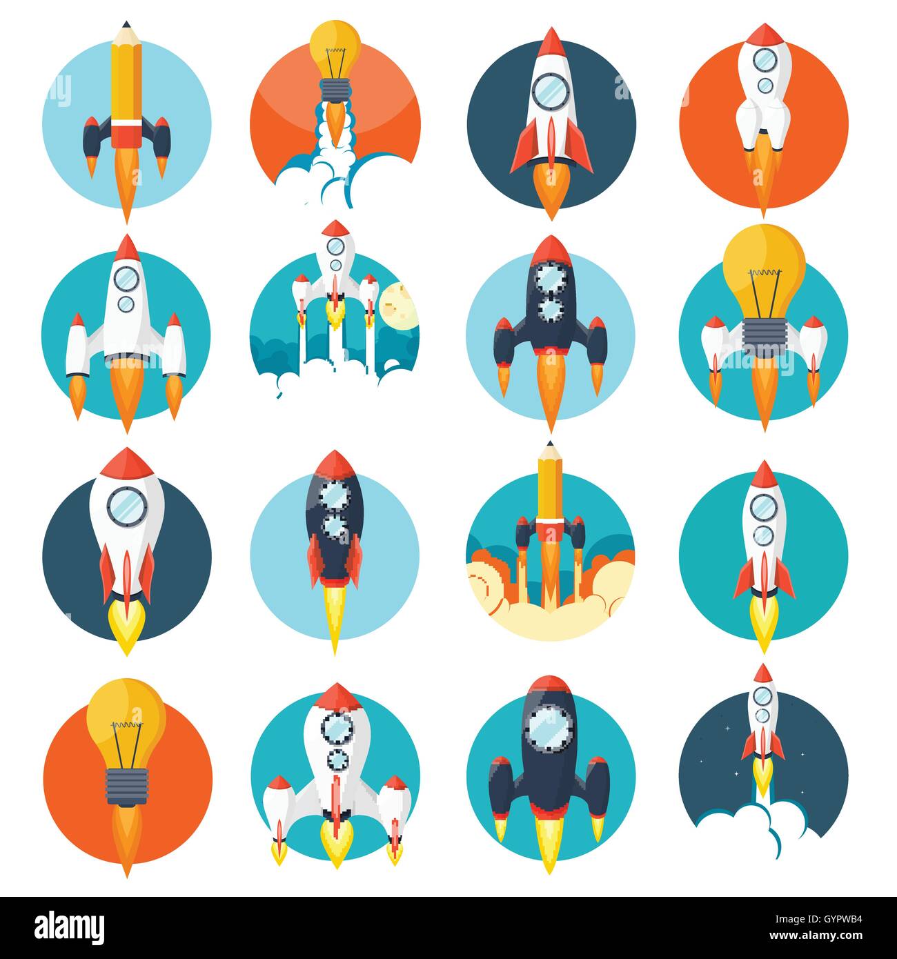 Rocket ship in a flat style.Vector illustration with 3d flying rocket ...