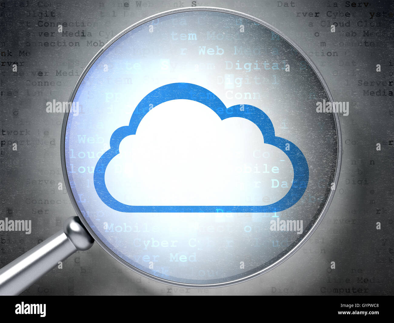 Cloud networking concept: Cloud with optical glass on digital ...
