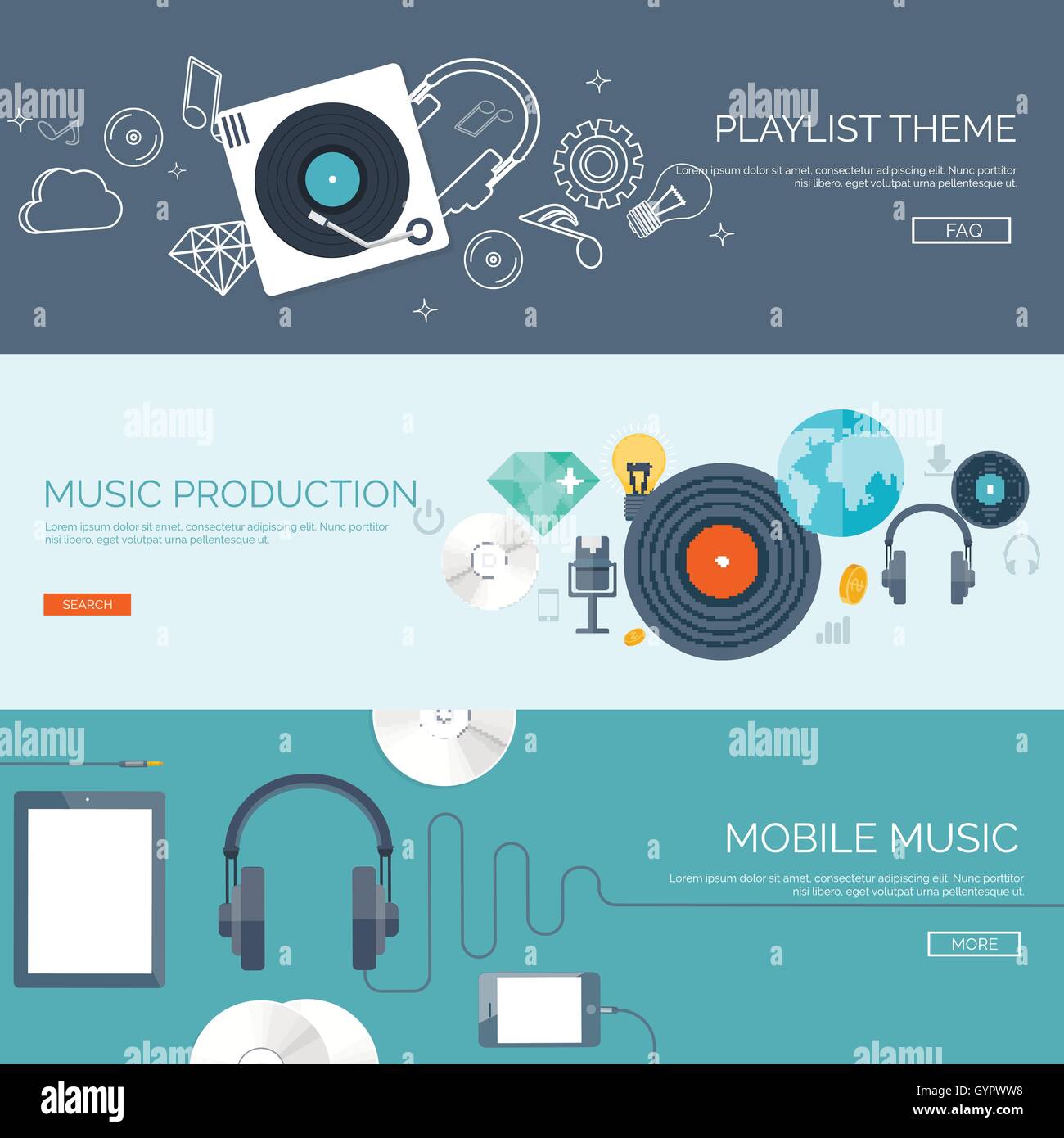 Vector illustration. Flat background. Music.production. Show business ...