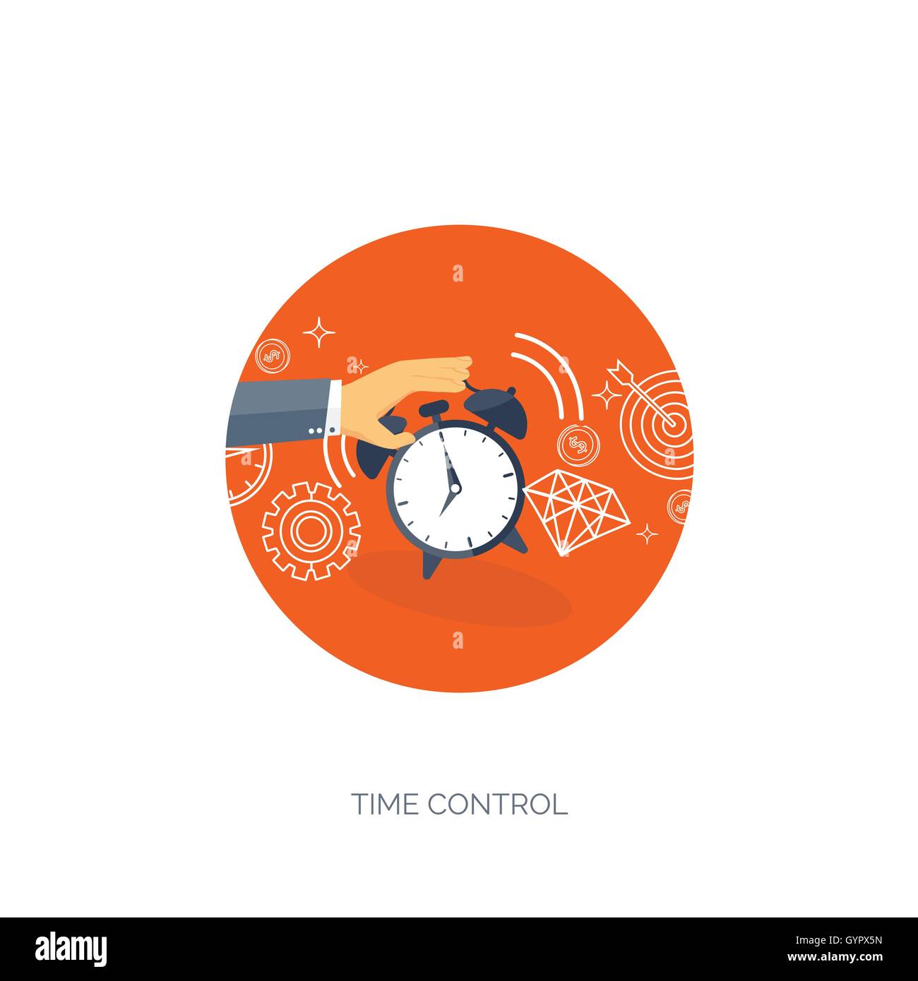Vector illustration. Clock flat icon. World time concept. Business ...