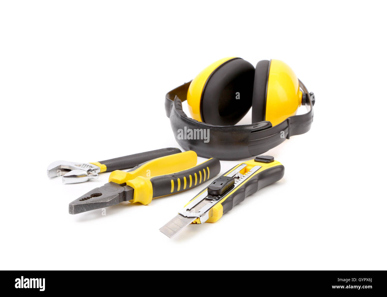 Repair tools and protective ear muffs Stock Photo - Alamy