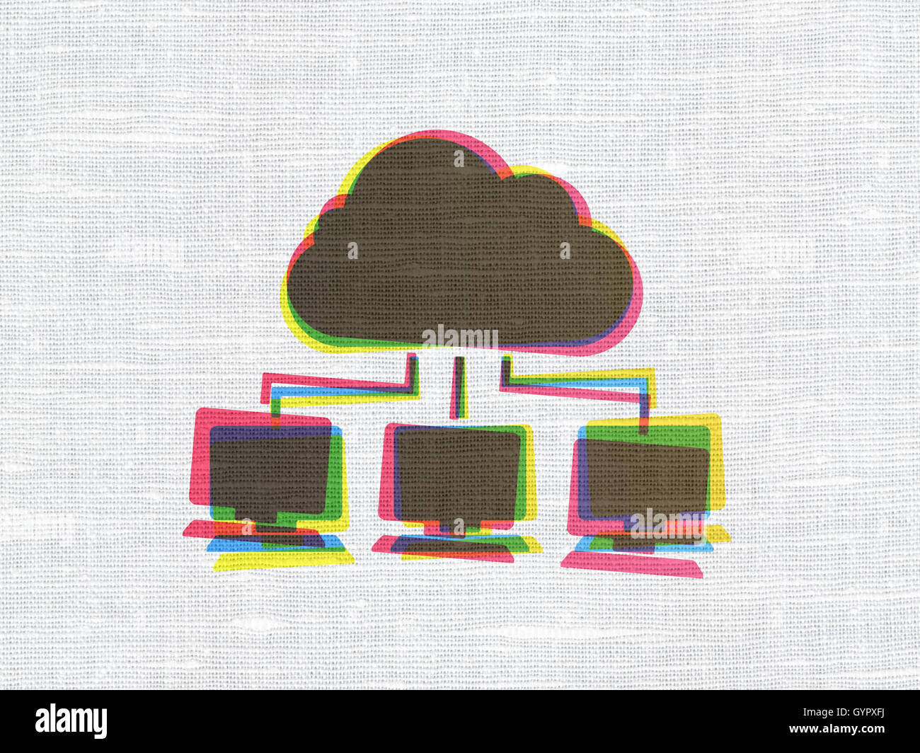 Cloud computing concept: Cloud Network on fabric texture background ... Cloud computing concept: Cloud Network on fabric texture background ...