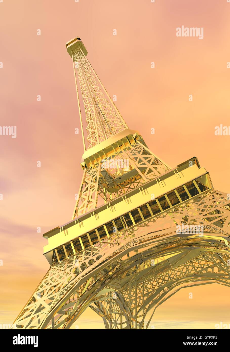 Golden Eiffel tower, Paris, France - 3D render Stock Photo - Alamy