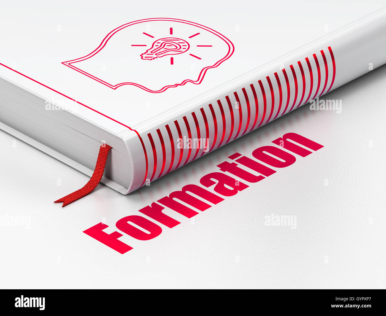 Education concept: book Head With Lightbulb, Formation on white ...