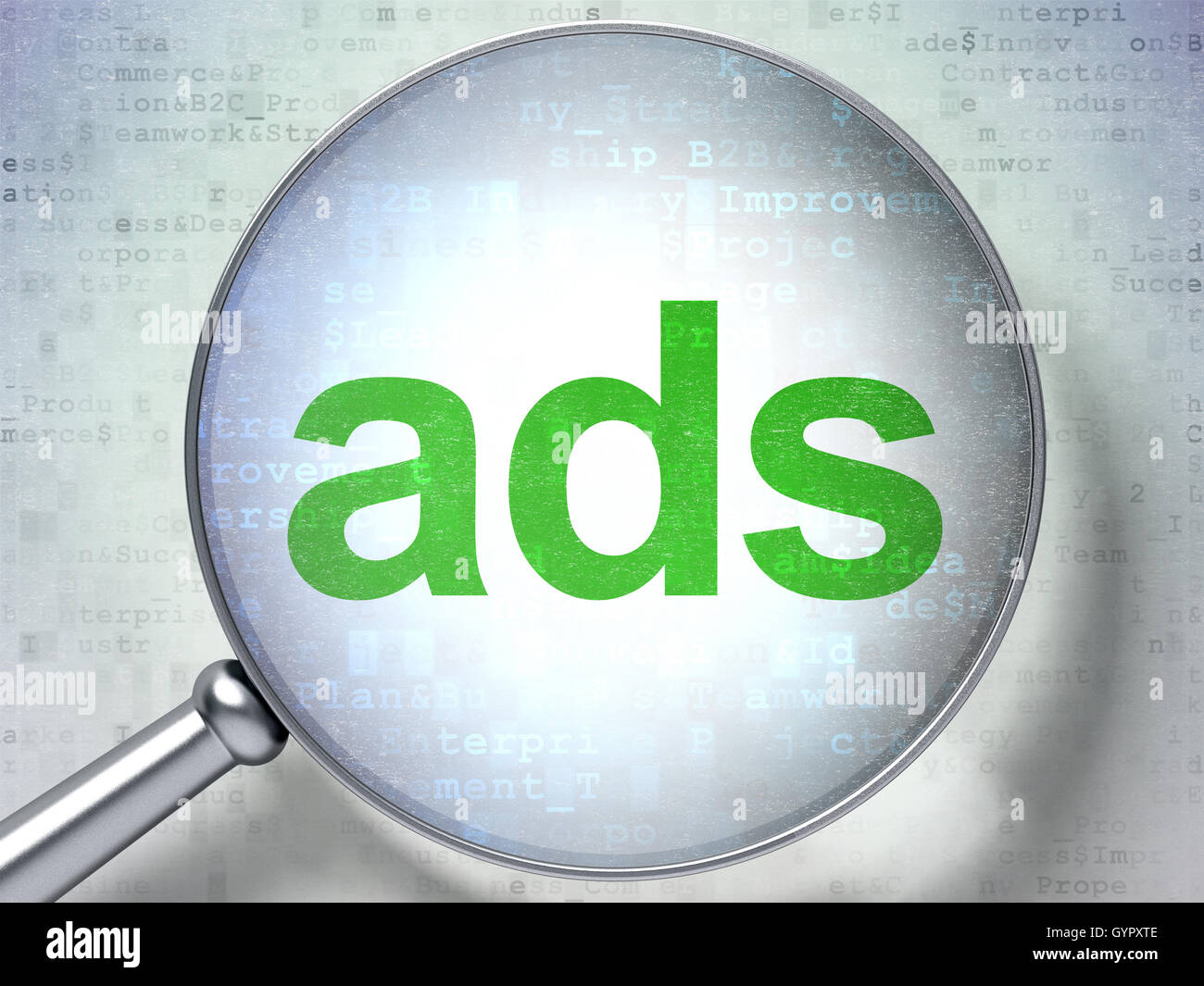 Advertising concept: Ads with optical glass Stock Photo - Alamy