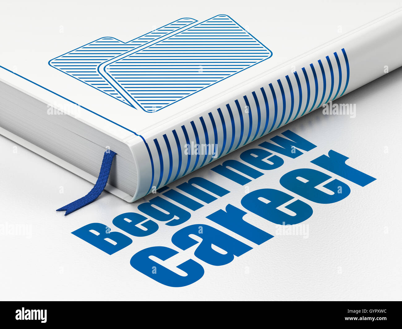 Business concept: book Folder, Begin New Career on white background ...