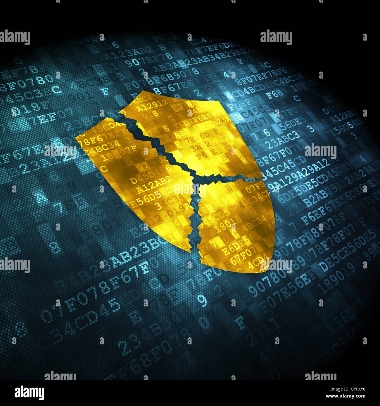 Protection concept: Broken Shield on digital background Stock Photo - Alamy