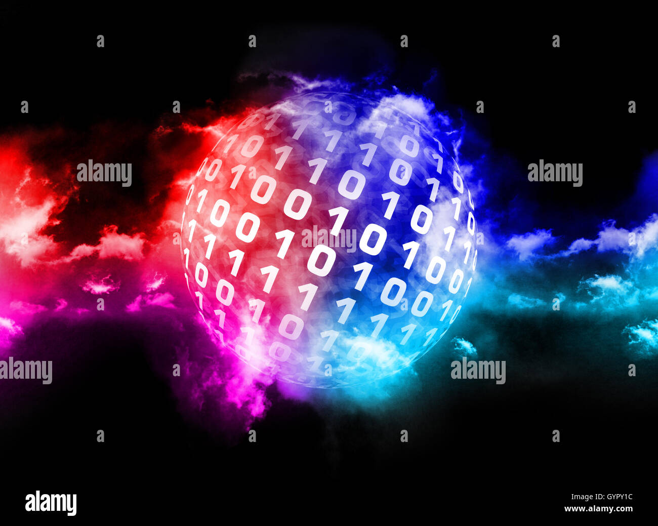 Glowing digital code on a dark background Stock Photo - Alamy