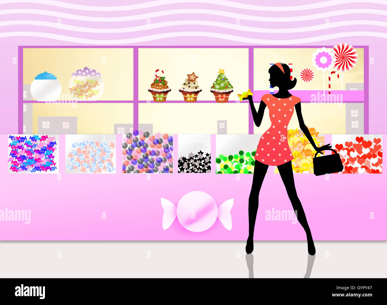 Woman buys candy Stock Photo - Alamy