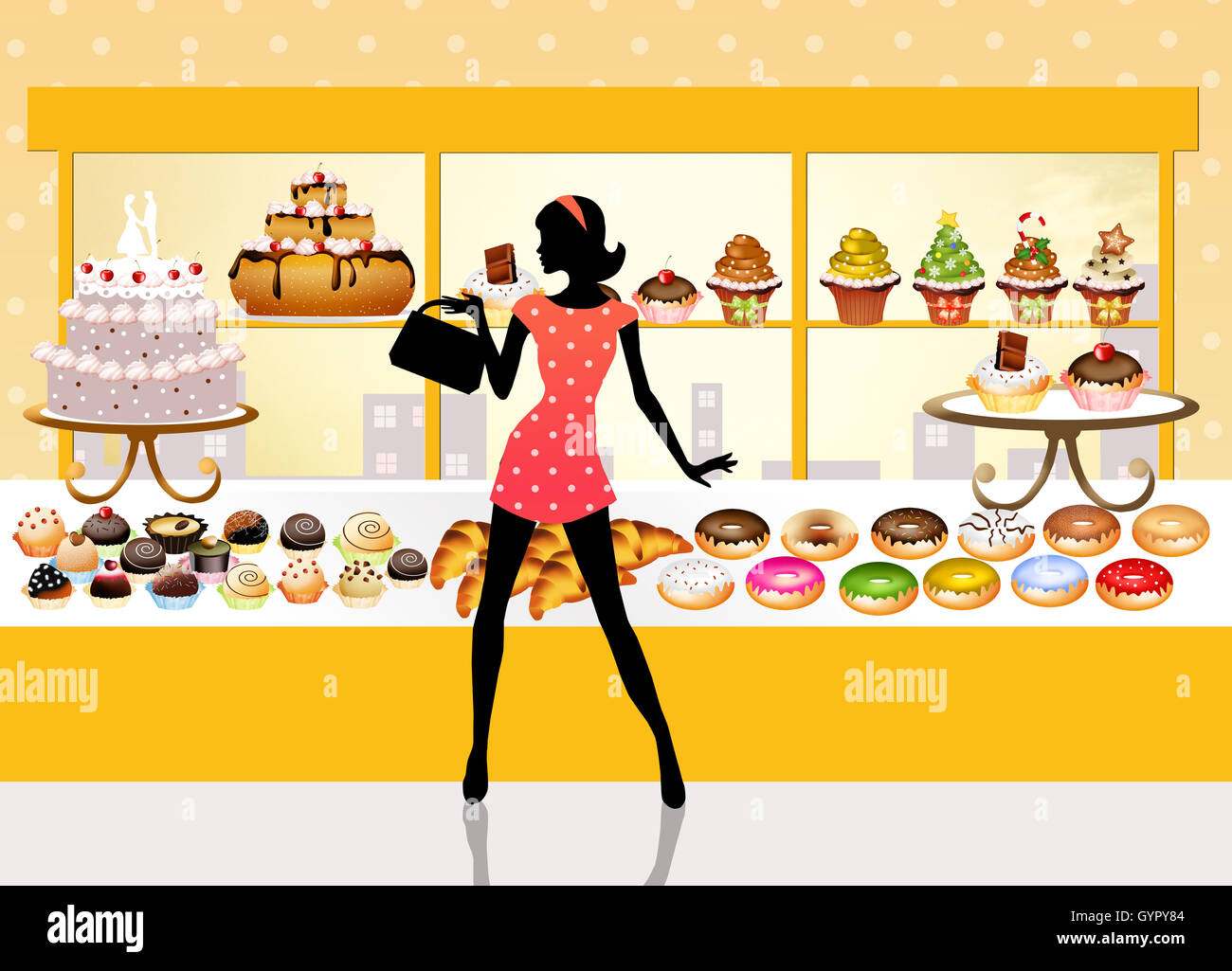 woman buys pastries Stock Photo - Alamy